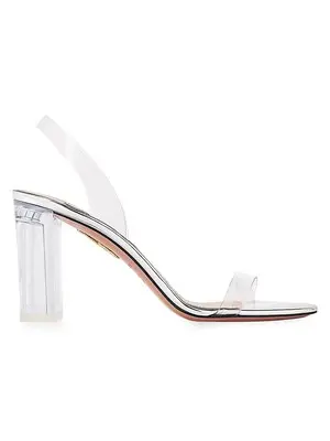 AQUAZZURA Women's So Nude 85MM PVC Sandals - Silver  - Silver