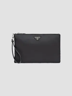 Prada Re-nylon And Saffiano Leather Pouch - Black
