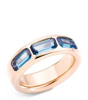 Pomellato Iconica Rose Gold And London Topaz Ring - Blue