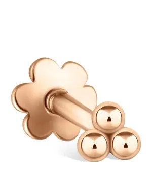 MARIA TASH Gold Three Ball Trinity Threaded Stud Earring - Rose Gold