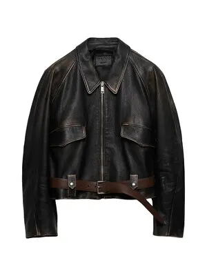 Prada Women's Leather Jacket - Black  - Black
