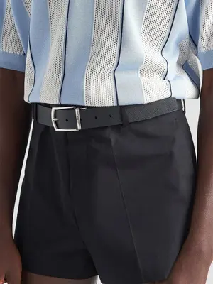Prada Reversible Saffiano And Leather Belt - Black