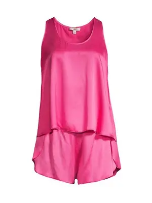 Lunya Washable Silk Tulip-back Pajama Set Caffeinated Pink