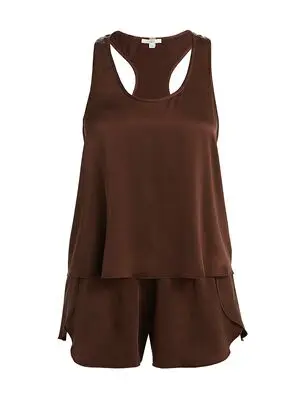 Lunya Washable Silk Tulip-back Pajama Set Dozing Umber