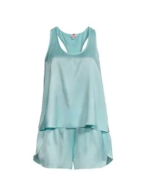 Lunya Washable Silk Tulip-back Pajama Set Infinity Blue