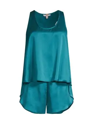 Lunya Washable Silk Tulip-back Pajama Set Slope Teal