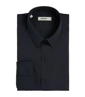 Sandro Cotton-blend Point-collar Shirt - Blue