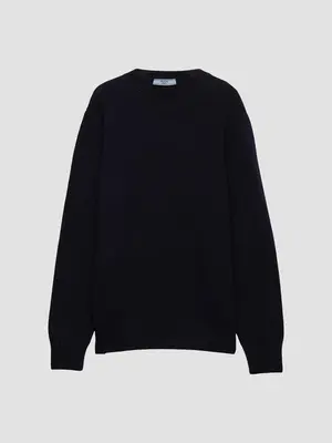 Prada Wool And Cashmere Crew-neck Sweater - Navy