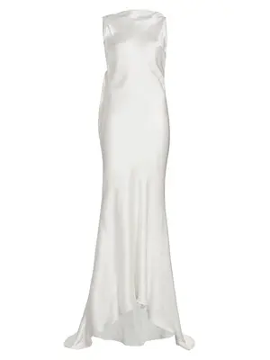 THE BAR Women's Charles Open-Back Silk Gown - Blanc  - Blanc