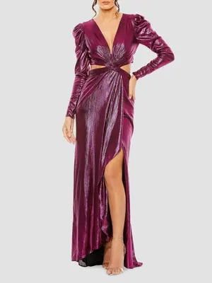 Mac Duggal Ieena Foile Jersey Open-back Gown - Fuchsia