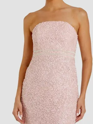 Mac Duggal Embellished Mesh Strapless Midi-dress - Blush