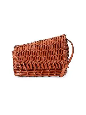 Staud STAUD Acute Woven Leather Crossbody Bag - Tan