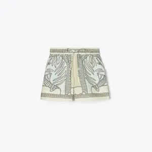 Tory Burch Printed Linen Camp Short