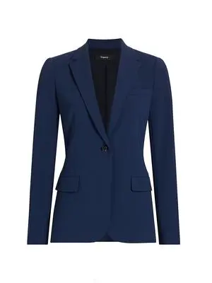 Theory Staple Classic Crepe Single-button Blazer Blueberry