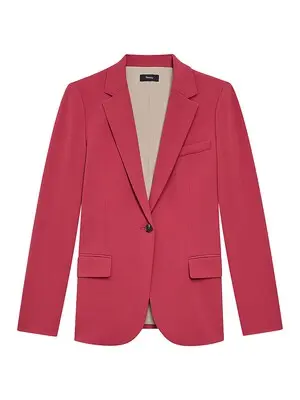 Theory Staple Classic Crepe Single-button Blazer Deep Rose