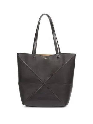Loewe Puzzle Shiny Leather Tote Bag - Black