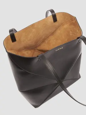 Loewe Puzzle Shiny Leather Tote Bag - Black