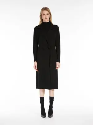 Max Mara Belt-adorned Long Knitted Heavy Jacket