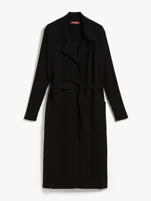 Max Mara Belt-adorned Long Knitted Heavy Jacket
