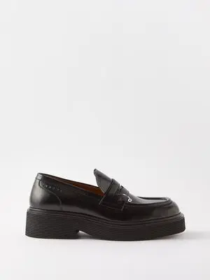Marni Marni - Pierced Leather Penny Loafers - Mens - Black - Black