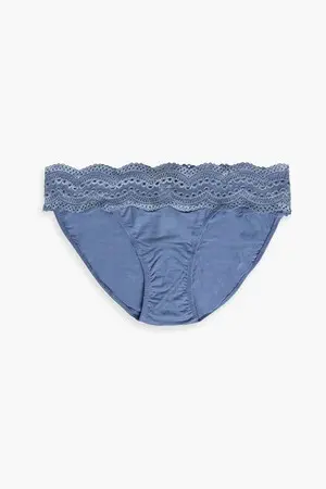 Cosabella Ceyon Lacetrimmed Stretchmodal Lowrise Briefs - Slate Blue