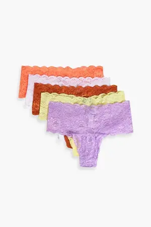 Cosabella Never Say Never Set Of Five Midrise Stretchlace Thongs - Multicolor