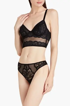 Cosabella Puglia Tulle And Stretchlace Midrise Thong