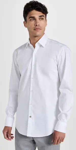 BOSS Slim Fit Easy Iron Cotton Poplin Dress Shirt White