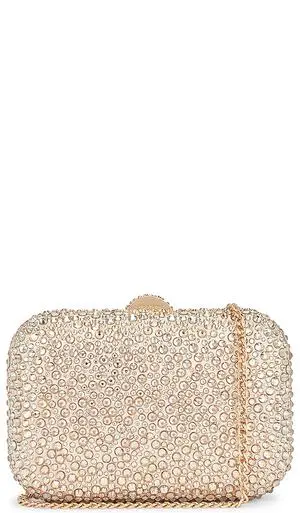 OLGA BERG Casey Hot Fix Encrusted Clutch - Champagne