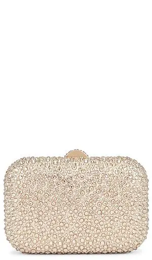OLGA BERG Casey Hot Fix Encrusted Clutch - Champagne