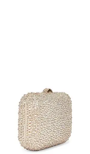 OLGA BERG Casey Hot Fix Encrusted Clutch - Champagne