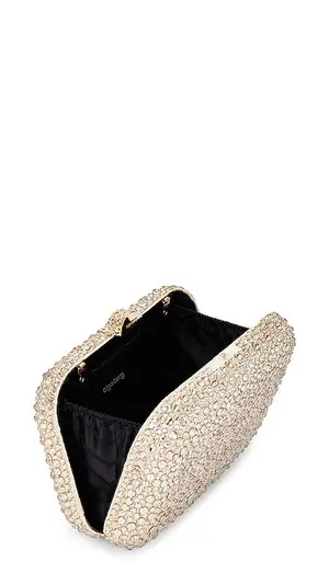 OLGA BERG Casey Hot Fix Encrusted Clutch - Champagne