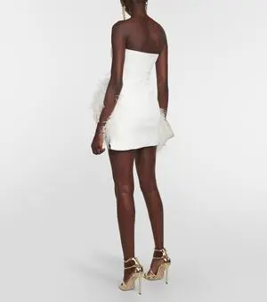 David Koma Bridal Feather-trimmed Cady Mini Dress - White
