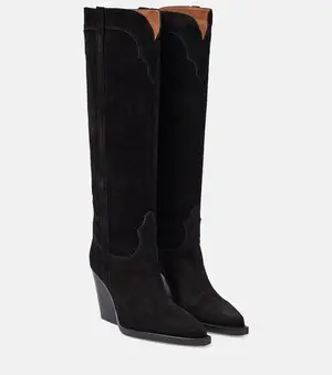 Paris Texas El Dorado Suede Cowboy Boots - Black
