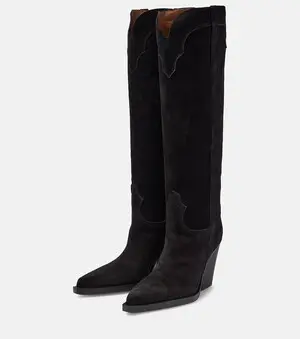Paris Texas El Dorado Suede Cowboy Boots - Black