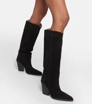 Paris Texas El Dorado Suede Cowboy Boots - Black