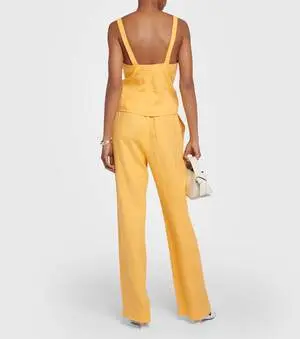 Nanushka Ruched Linen Top - Orange