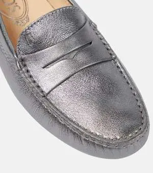 TOD'S Metallic Leather Moccasins