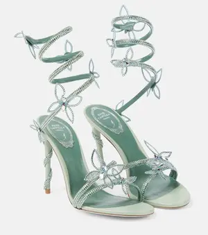 Rene Caovilla Margot Embellished Satin Sandals