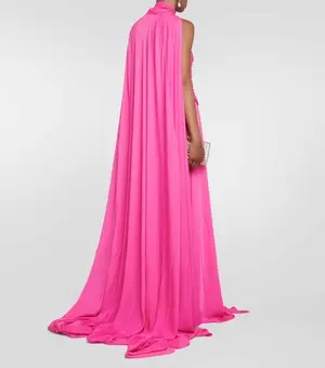 Safiyaa Draped Chiffon Cape Gown