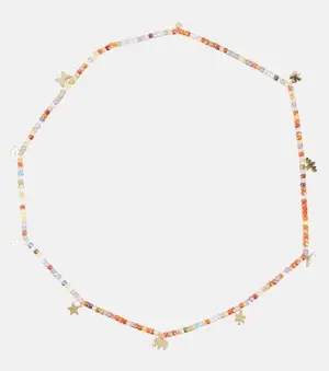 SYDNEY EVAN 14kt Gold Beaded Charm Necklace - Multicoloured
