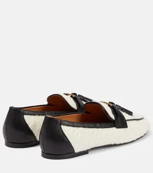 TOD'S Tasseled Bouclé And Leather Loafers