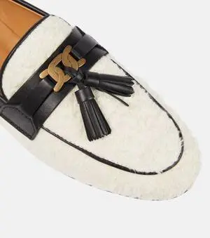 TOD'S Tasseled Bouclé And Leather Loafers