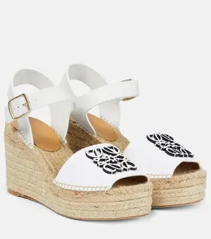 Loewe Anagram Wedge Leather Espadrilles