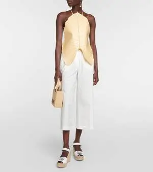 Loewe Anagram Wedge Leather Espadrilles