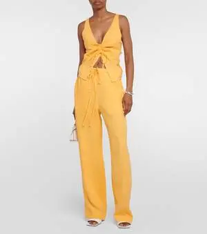 Nanushka Straight-leg Linen Pants - Orange