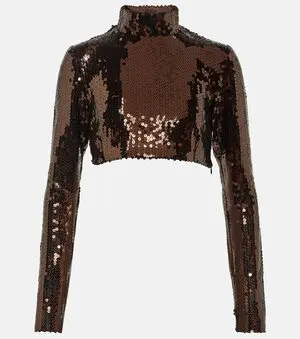 TALLER MARMO Cherilyn Sequined Crop Top