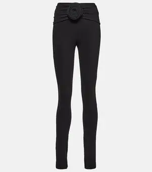 Magda Butrym Floral-appliqué Jersey Slim Leggings - Black