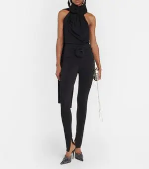 Magda Butrym Floral-appliqué Jersey Slim Leggings - Black