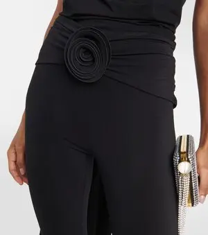 Magda Butrym Floral-appliqué Jersey Slim Leggings - Black